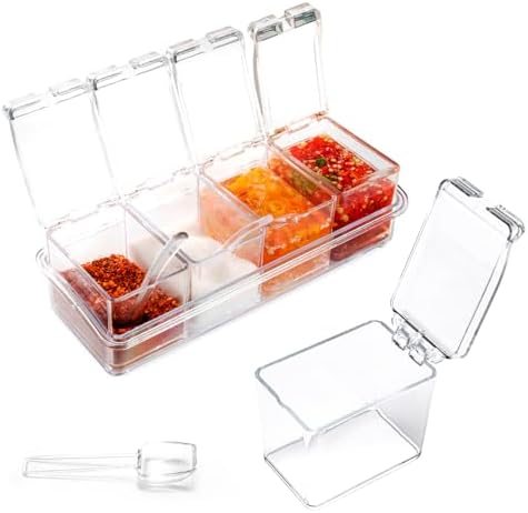 Amazon.com: PNDID Clear Seasoning Box, 4 Piece Seasoning Rack Spice ...