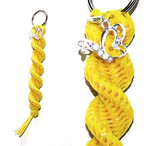 Amazon.com: Neon Yellow + Butterfly Keychain | Handmade Gimp Scoubidou ...