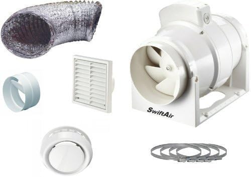 High Power 220 m3/hr Inline Loft Mounted Bathroom/Toilet Extractor Fan ...