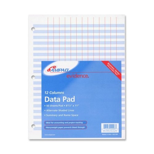 Ampad Punched Data Pads 12 Columns 8 1/2" x 11" White (AMP22203) : Buy ...