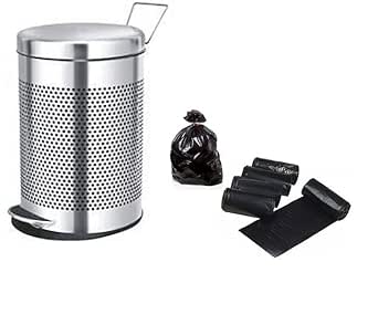 Ak International Stainless Steel Dustbin for Kitchen with Dustbin Bags ...