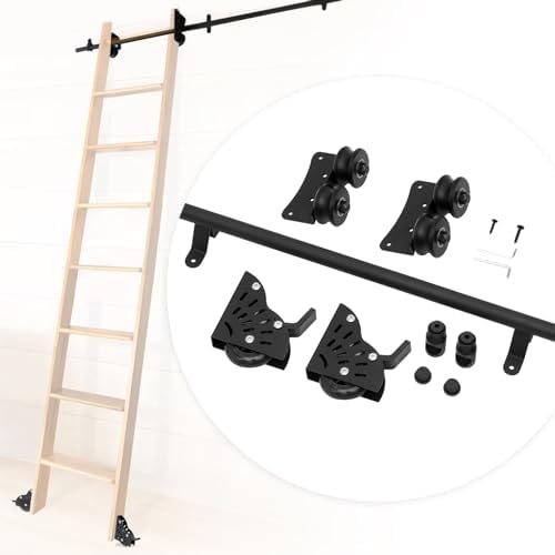 KINMADE Library Ladder Kit with Ladder Included (9ft Ladder+ 3.3ft ...