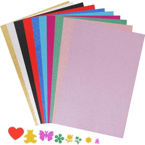 VGOODALL A4 Glitter Craft Paper, 10 Assorted Colors 20 Sheets Sparkle ...