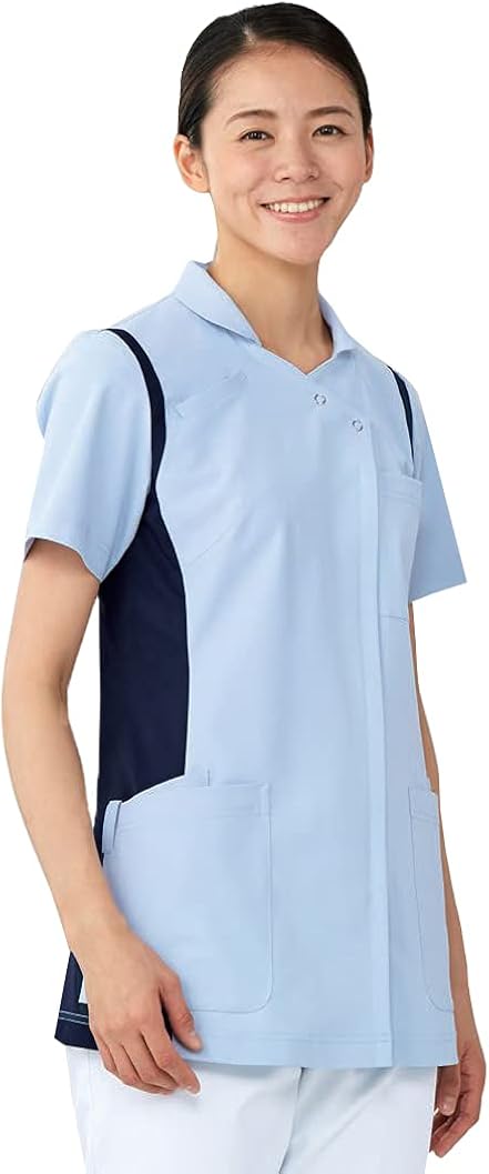 Amazon.co.jp: カゼン(KAZEN) 973-41・43・45・48 レディススクラブ（衿付） S～4L 医療ユニフォーム スクラブ 手術着 オペ着 : ファッション
