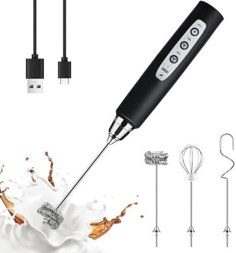Amazon.com: USB Rechargeable Milk Frother Handheld with 2 Whisks ...