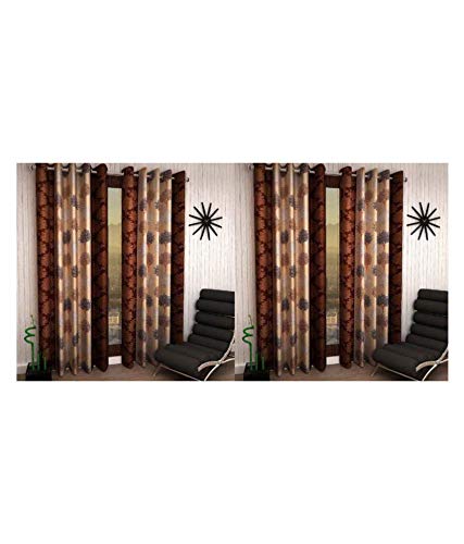 Buy N2 Home Polyester Long Door Semi-Transparent Eyelet Curtains (Set ...