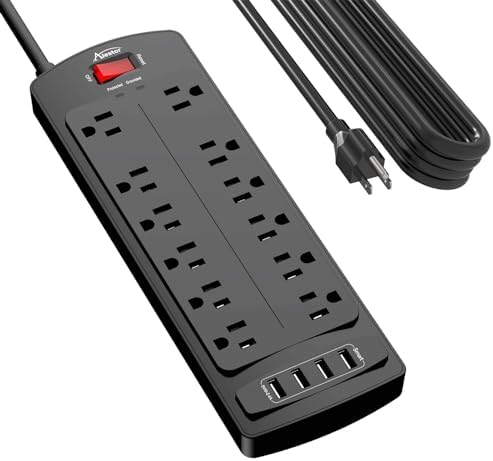 Amazon.com: Power Strip, ALESTOR Surge Protector with 12 Outlets and 4 ...