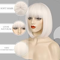 Amazon.com : MOSINA White Bob Wig Short Bob Wigs with Bangs for Women ...