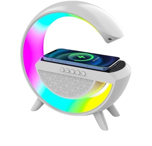 Buy Dimmable Wireless Charger Lamp, 6 Color Changing Bluetooth Speaker ...