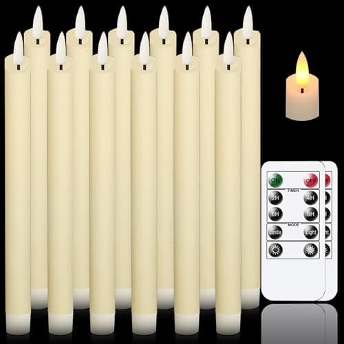 Amazon.com: Enpornk 9 Pack Flameless Flickering Taper Candles with 2 ...