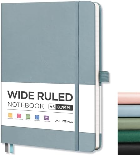 Amazon.com : AHGXG Wide Ruled Notebook for School - Lined Journal for ...