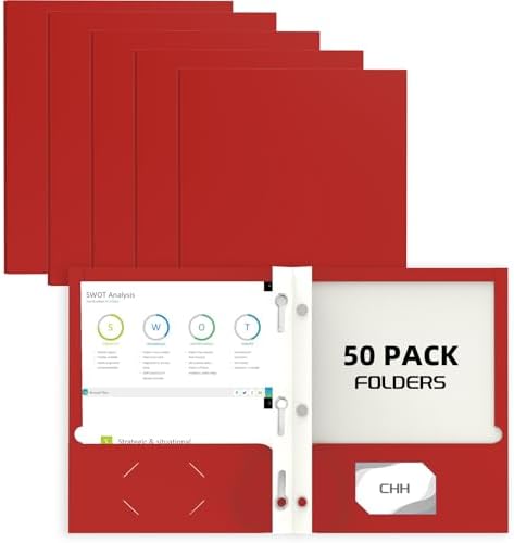 Amazon.com : CHH Folders with Pockets and Prong,50 Pack Pocket File ...
