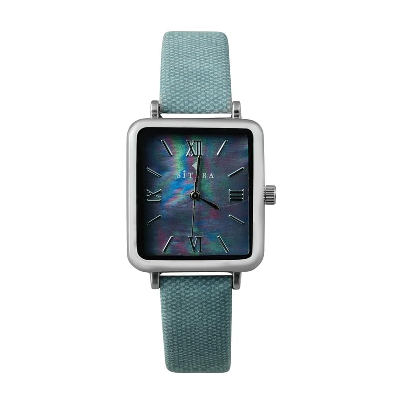 Buy SITARA Square Dial Sky-Blue Strap Watch: Stainless Steel, Square ...