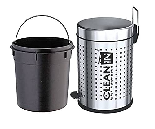 CLEAN-IN Stainless Steel Perforated Pedal Dustbin/Garbage Bin, with ...