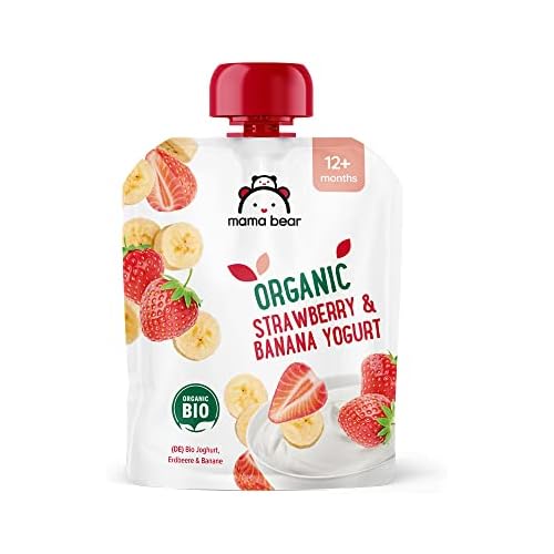 Mama Bear Organic Strawberry & Banana Yogurt Purée, Pack of 6 Grocery ...