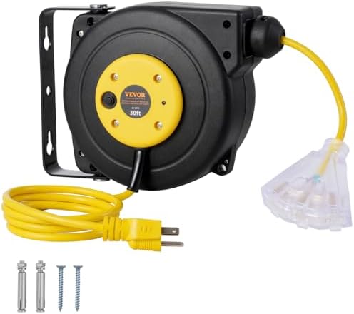 Amazon.com: LEPENEL 40 Ft Retractable Extension Cord Reel,12 AWG/3C ...
