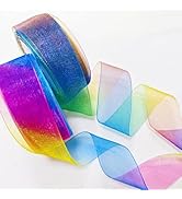 Amazon.com: 4 Rolls Rainbow Organza Ribbons for Craft,1 Inch Wide ...
