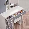 Furnilife Large Vanity Desk Set with Mirror Hidden Storage, 5 Drawers ...