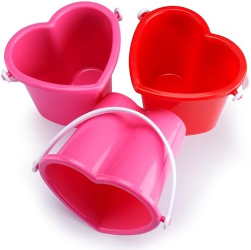 Amazon.com: Layhit 6 Pcs Valentine's Day Heart Shape Sand Buckets Red ...
