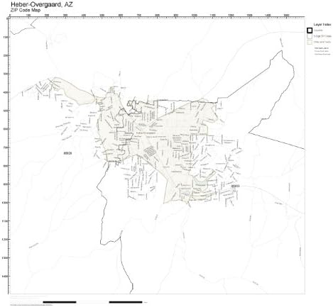 Amazon.com: Working Maps Zip Code Wall Map of Heber-Overgaard, AZ Zip ...