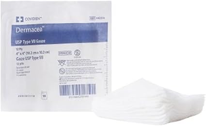 Amazon.com: Covidien Dermacea USP Type VII Gauze, 12-Ply 4 x 4 Inch - 1 ...