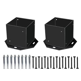 6x6 Post Base 2pcs, Heavy Duty Deck Post Base, 6x6 Post Anchors Inner ...
