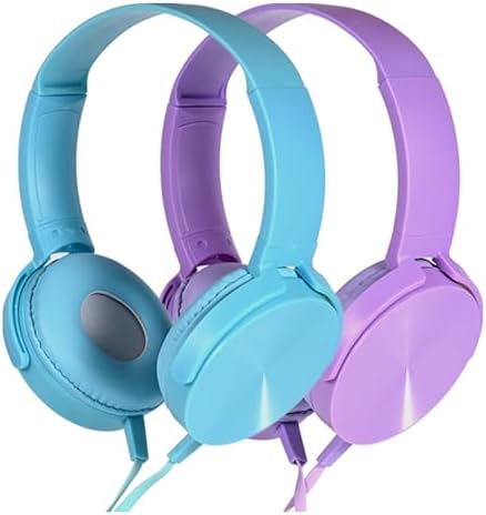 Amazon.com: 2 Pack Kids Headphones for School Classroom, Wired Computer ...