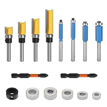 Preshwous Router Bits, 16Pcs Flush Trim Router Bit 1/4 Shank, Router ...