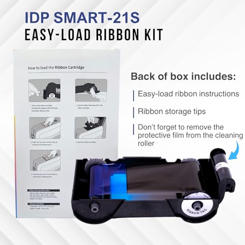 IDP SMART-21S ID Card Printer Easy-Load Color Ribbon Kit YMCKO - 100 ...