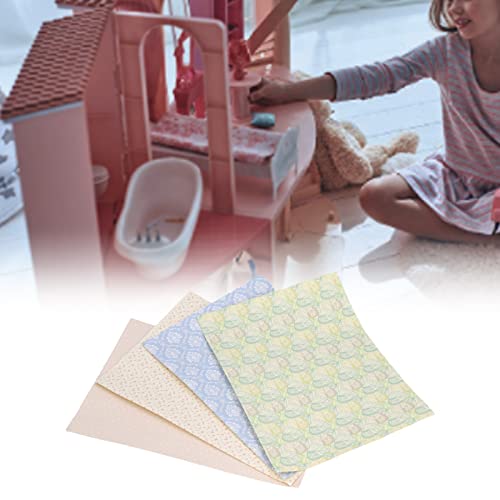 Vbestlife 1:12 Scale Dollhouse Wall Paper, 4 Sheets Different Patterns ...