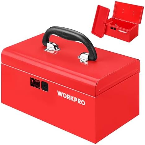 WORKPRO 10.8" Portable Mini Metal Tool Box with Removable Color ...