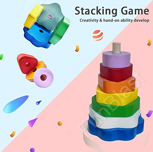 Buy FunBlast Wooden Stacking Tower for Kids – Rainbow Stacking and ...