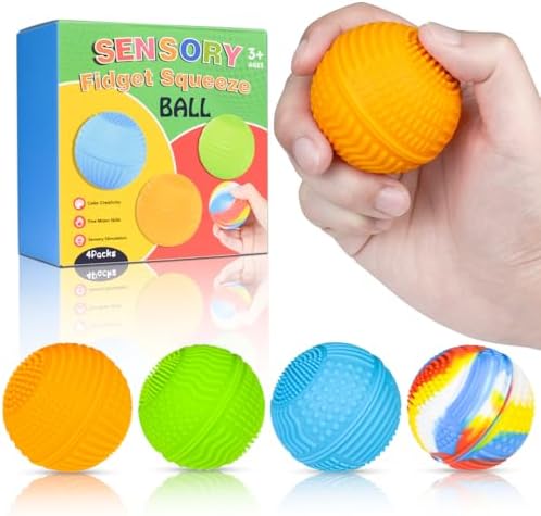 Amazon.com: QINGLER Sensory Fidget Squeeze Balls 4 Pack for Kids ...