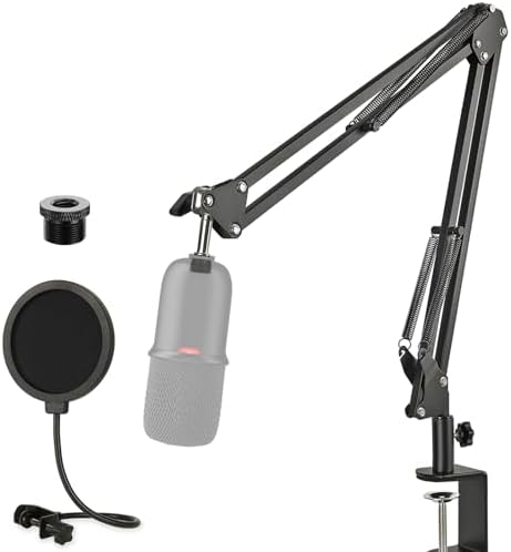 HyperX SoloCast Mic Boom Arm Stand with Pop Filter, Adjustable ...