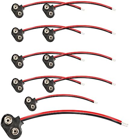 Amazon.com: PKCELL I-Type 9V Battery Clip Connector,Black Wire Leads,2 ...