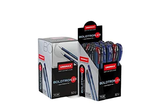 UNOMAX Boldtron 2X 1.0mm Ball Point Pens - Pack of 50 (Black, Blue ...