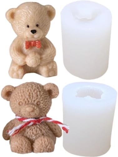 Amazon.com: Cute Bear Set Candle Mold Cartoon Bears Silicone Mold for Soap Soy Wax Epoxy Resin ...