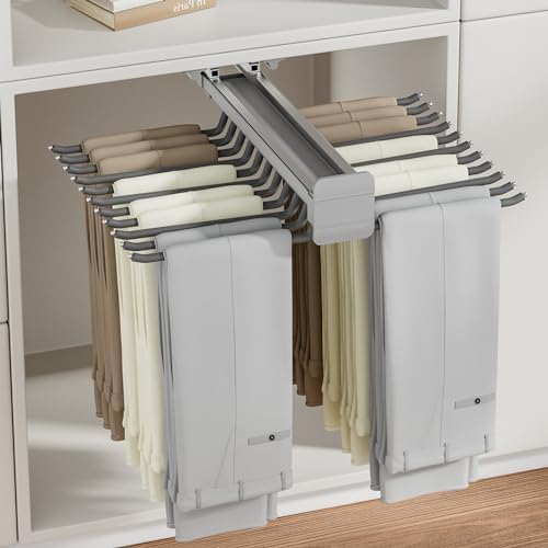 ANXJLEO Pull Out Trousers Rack 22 Arms Double Row Hangers, Extendable ...