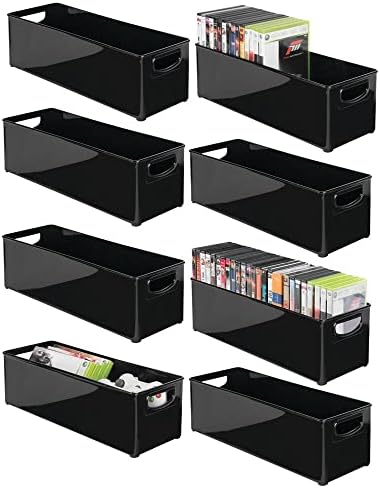 mDesign DVD storage boxes – Long Open-Top Plastic Storage Boxes with ...
