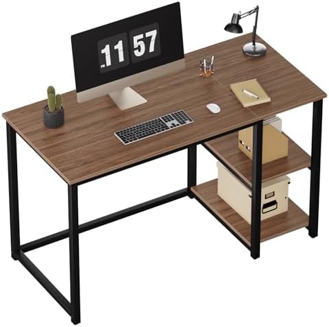 Amazon.com: SINPAID Computer Desk 47 inches with 2-Tier Shelves Sturdy ...