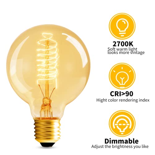 HUIBONA Vintage Edison Light Bulb, Dimmable Screw Edison Bulb.Old ...