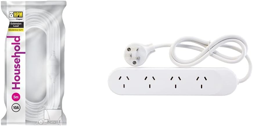 HPM Household Duty Extension Lead White 5m & Standard 4 Outlet ...