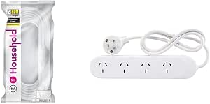 HPM Household Duty Extension Lead White 5m & Standard 4 Outlet ...