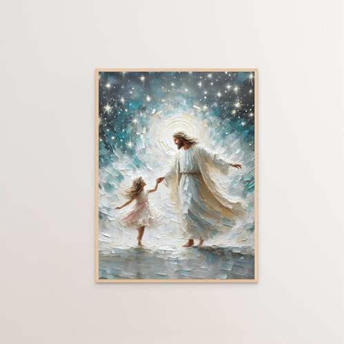Amazon.com: Jesus and Little Girl Dancing, Christian Wall Art, Jesus ...