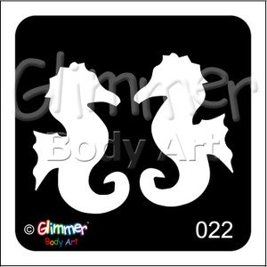 Amazon.com : GBA Stencil Pack-05 BG-22 Twin Seahorse : Body Paint ...