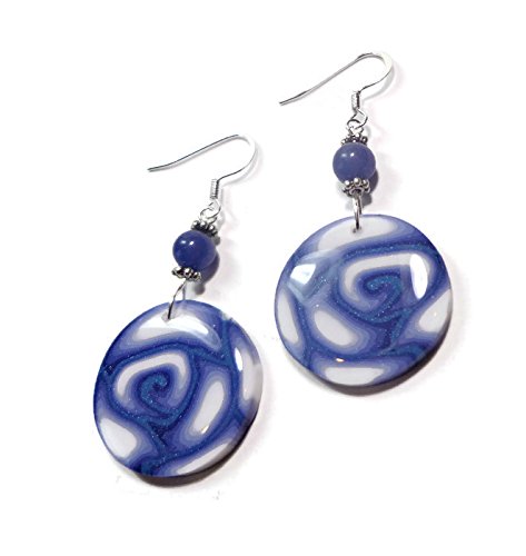 Amazon.com: Denim Blue Round Earrings Polymer Clay Earrings Christmas ...