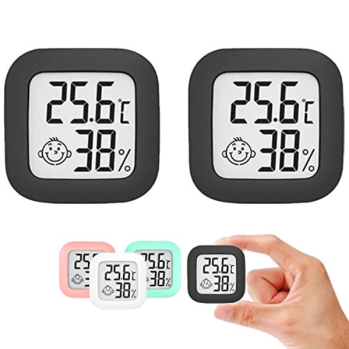 Hygrometer Thermometer Indoor 2 Pieces Black Indoor Thermometer Digital ...