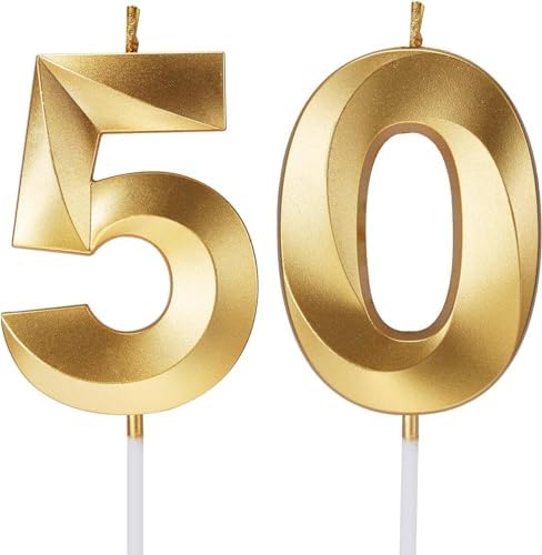JEKUGOT 50th Birthday Candles, Number 50 Candle, Birthday Candle for ...