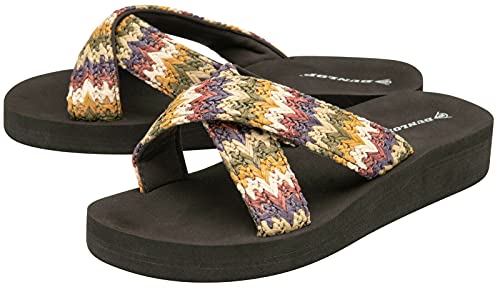 Dunlop Ladies Raffia Cross Over Strap Wedge Flip Flop Sandals (8 UK ...