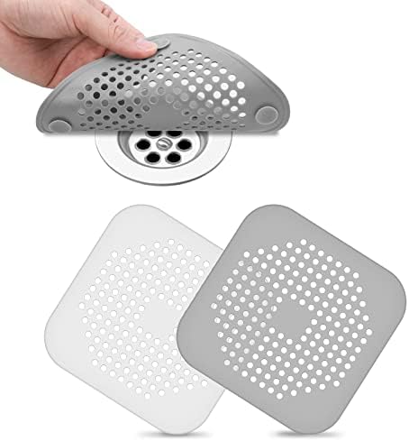 (2 Pack) Drain Protectors with Sucker, Durable Silicone Bathtub Stopper ...